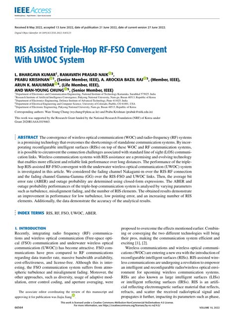 Pdf Ris Assisted Triple Hop Rf Fso Convergent With Uwoc System