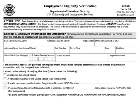What Is Form I 9 Employment Eligibility Verification Printable Forms
