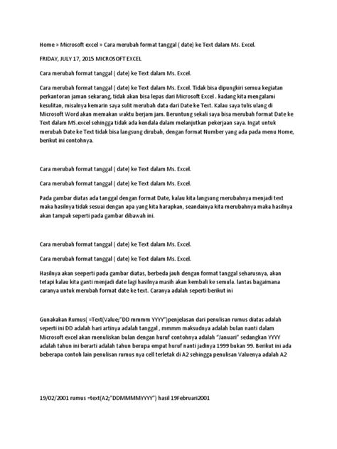 Format Tanggal Ke Text Excel Pdf