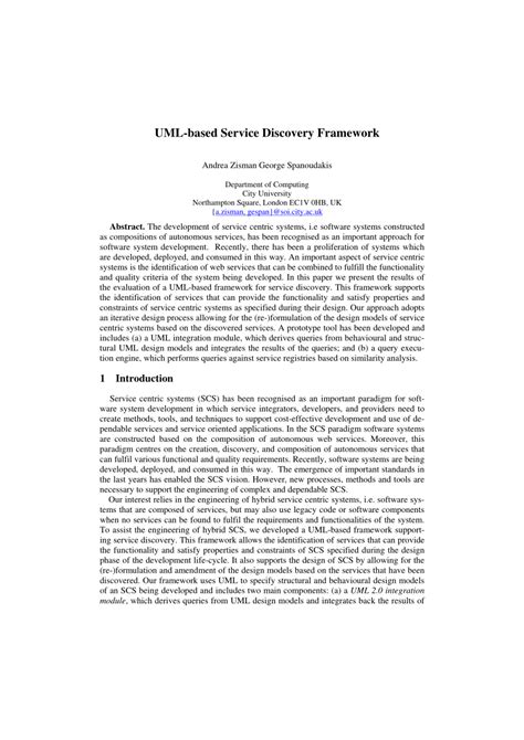Pdf Uml Based Service Discovery Framework
