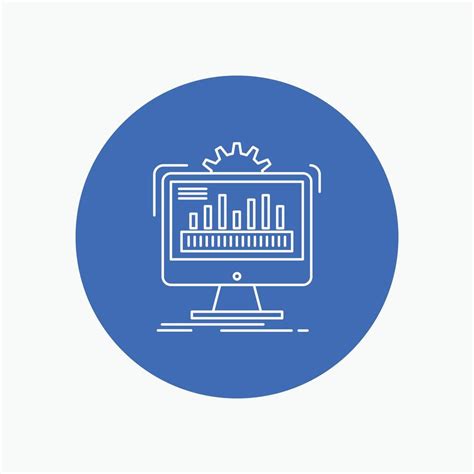 Dashboard Admin Monitor Monitoring Processing White Line Icon In Circle Background Vector