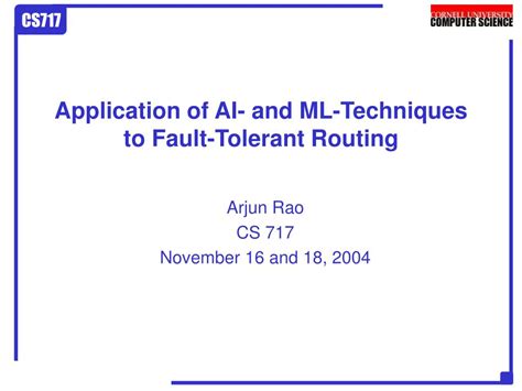 PPT Application Of AI And ML Techniques To Fault Tolerant Routing PowerPoint Presentation