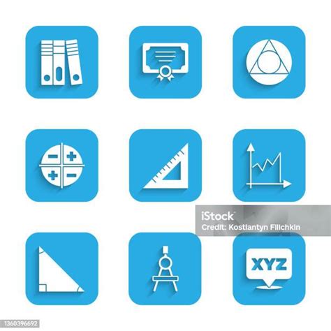 삼각형 눈금자 드로잉 나침반 Xyz 좌표 시스템 그래프 일정 차트 다이어그램 삼각형 수학 및 Office 폴더 아이콘을 설정합니다 벡터 0명에 대한 스톡 벡터 아트 및 기타