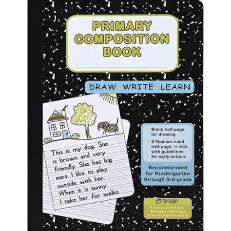 Top Flight Composition Book Primary 12 Inch Rule 80 Sheets School