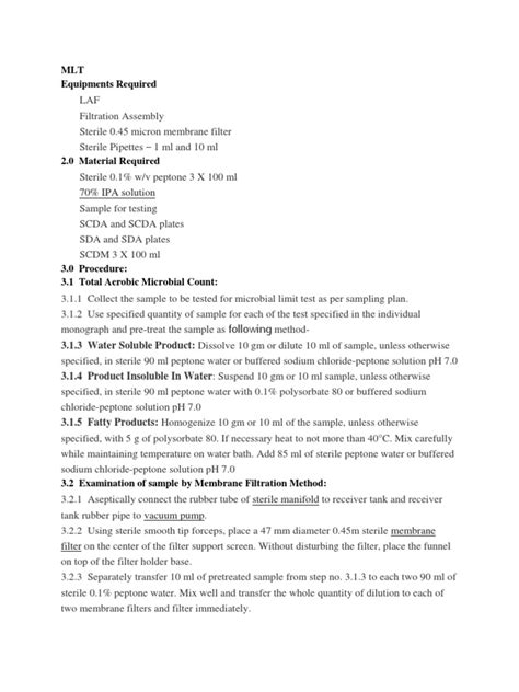 Microbial Limit Test Pdf Growth Medium Colony Forming Unit