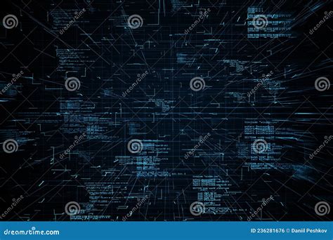Abstract Glowing Coding Big Data Interface On Background Technology And Futuristic Network