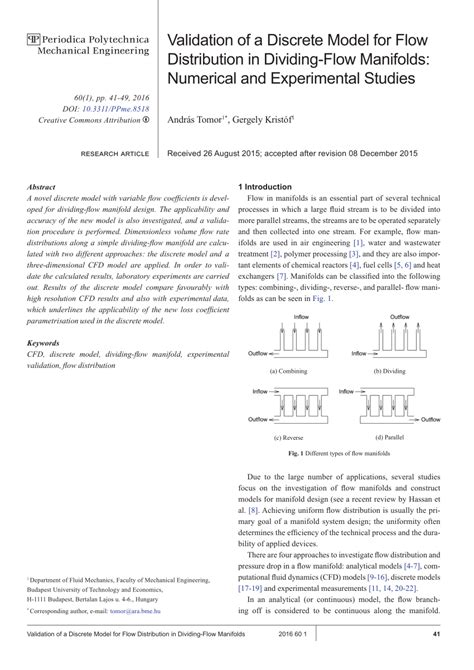 Dividing Flow Manifold Calculations With A Spreadsheet Regarding Pressure And Flow Distribution