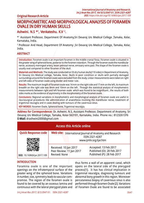Pdf Morphometric And Morphological Analysis Of Foramen Ovale In Dry Human Skulls