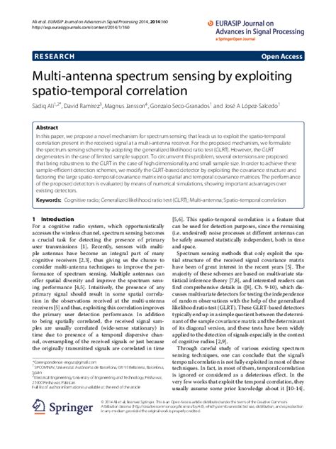 Pdf Multi Antenna Spectrum Sensing By Exploiting Spatio Temporal Correlation Gonzalo Seco