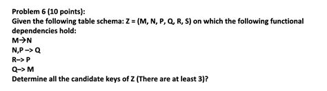 Solved Problem Points Given The Following Table Chegg