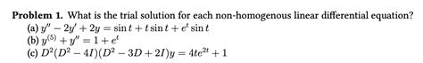 Problem 1 ﻿what Is The Trial Solution For Each
