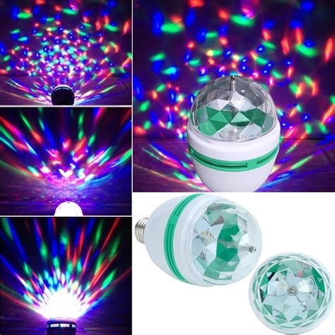Abco Tech E27 Full Color Rotating Lamp Strobe Led Crystal Stage Light
