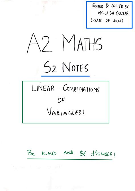 Solution S2 Linear Combination S New Updated Notes Fri 25 March 2022