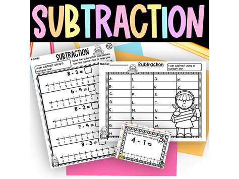 Subtraction On A Number Line Worksheet Task Card Bundle Ks1 Teaching