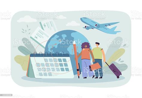 거대한 달력 계획 여행 벡터 일러스트레이션을 가진 커플 0명에 대한 스톡 벡터 아트 및 기타 이미지 0명 개념 디자인 Istock