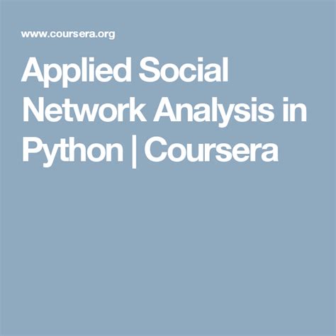 Applied Social Network Analysis In Python