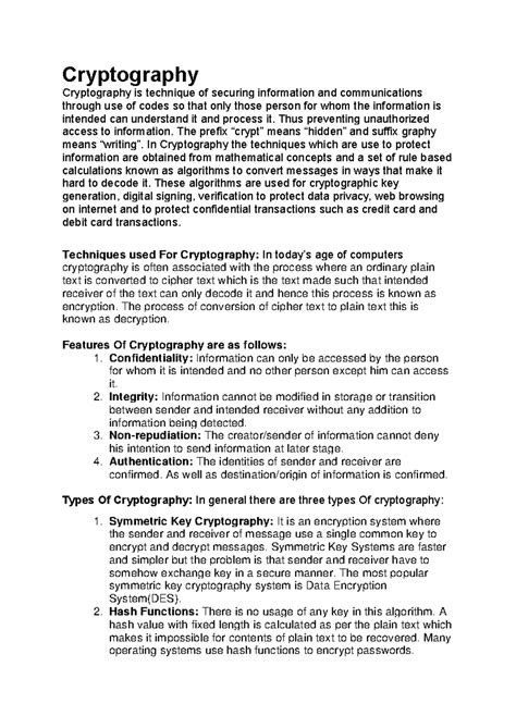 Cryptography Cryptography Cryptography Is Technique Of Securing