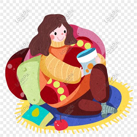 어린 소녀 그림 집에서 Png 일러스트 무료 다운로드 Lovepik