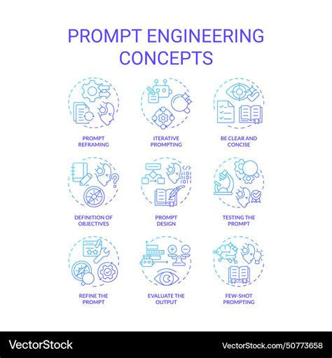 Prompt Engineering Blue Gradient Concept Icons Vector Image