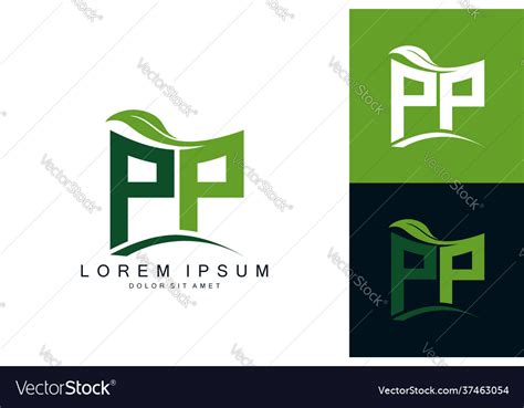 Pp Monogram Leaf Logo Natural Organic Premium Vector Image