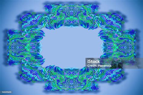 추상적인 3d 테두리 파란 배경 식물 장식품 텍스트 공간 기치 브로셔 장식 0명에 대한 스톡 벡터 아트 및 기타 이미지 0명 3차원 형태 공휴일 Istock