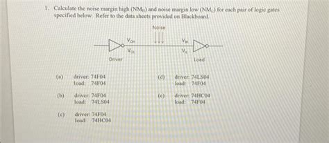 Solved 1 Calculate The Noise Margin High Nmh And Noise