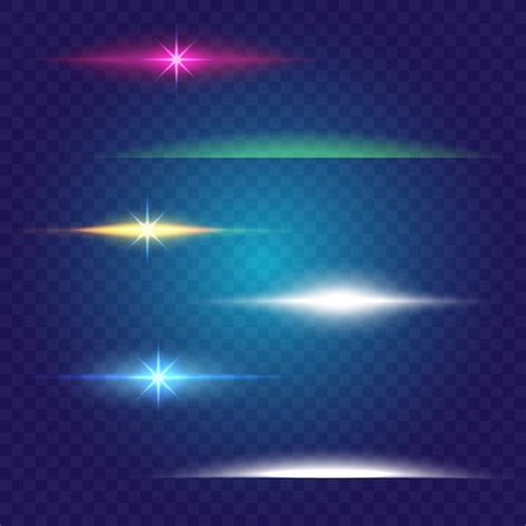 선형 광선 조명 효과 브러쉬 세트 초록 에너지 선 색상 무료 벡터