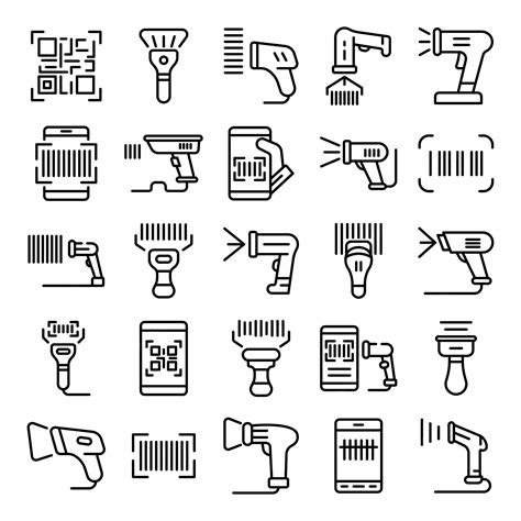 Premium Vector Barcode Scanner Icons Set Outline Style