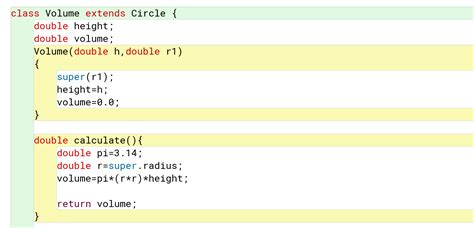 a super class circle has been defined to calculate the area of a circle