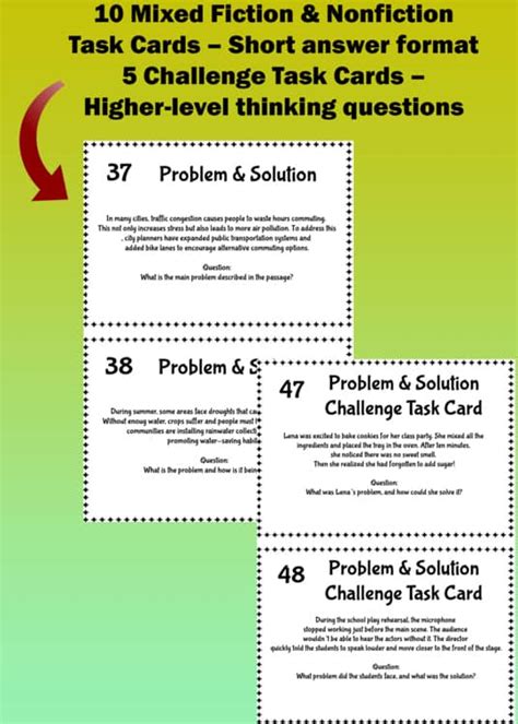 51 Problem And Solution Task Cards Fiction And Nonfiction Reading