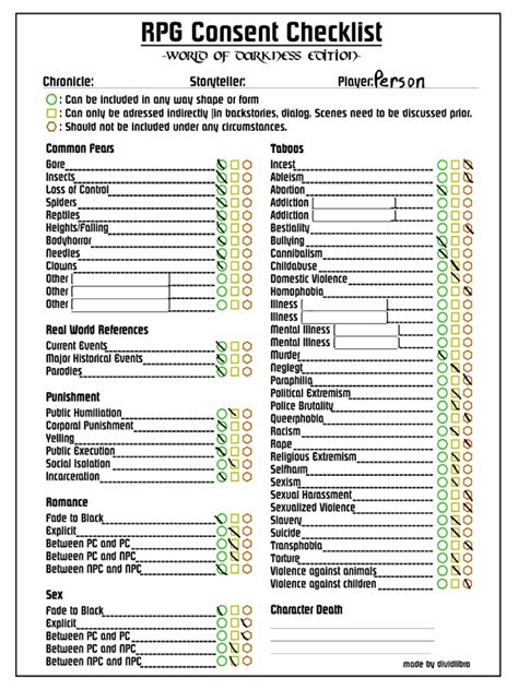 Rpg Consent Checklist Form Fillable Printable Forms Free Online