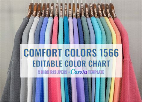 Comfort Colors Color Chart Editable Canva Template C1566 Comfort Colors