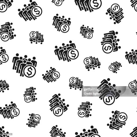 Crowd With Dollar Sign Seamless Pattern Icons On White Background High