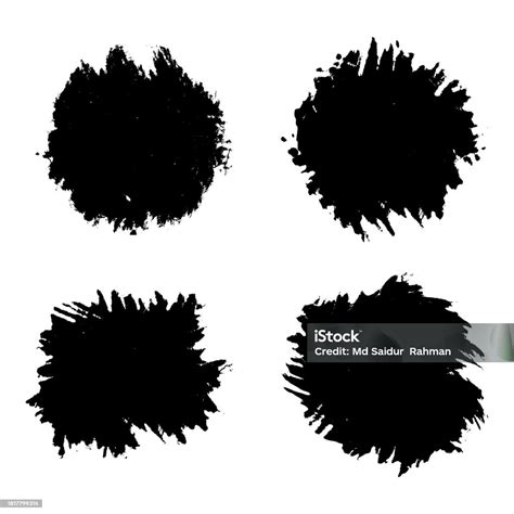 흰색 배경에 흑백 브러시 스트로크 프레임입니다 벡터 일러스트 레이 션입니다 벡터 그런 지 원입니다 흰색 배경에 잉크 사각형 획입니다 벡터 그런 지 원 0명에 대한 스톡 벡터