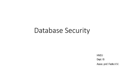 Database Security Online Presentation