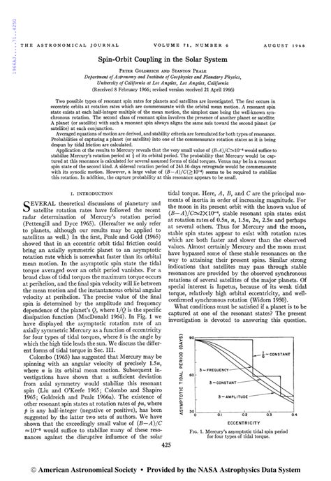 Pdf Spin Orbit Coupling In The Solar System