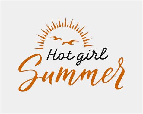 Premium Vector Hot Girl Summer Logo With A Sun And Birds Flying In