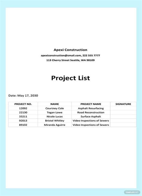 Template List Project At Madison Hales Blog