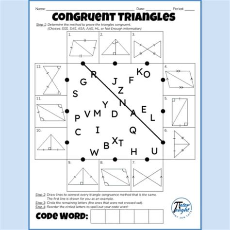 Congruent Triangles Ssssasasaaashl Geometry Code Word Activity