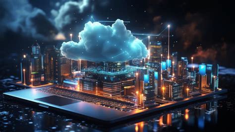 Cloud Computing Technology Concept For Digital Storage Ai Generated Stock Illustration