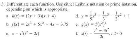 Solved 3 Differentiate Each Function Use Either Leibniz