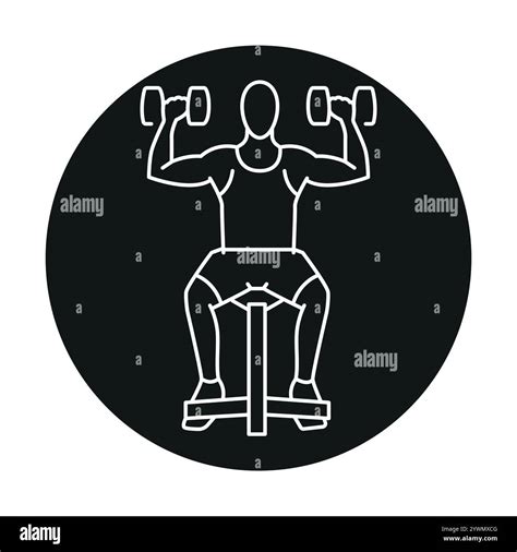 Seated Dumbbell Press Line Icon Vector Isolated Element Editable Stroke Stock Vector Image