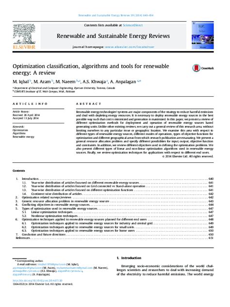Pdf Optimization Classification Algorithms And Tools For Renewable