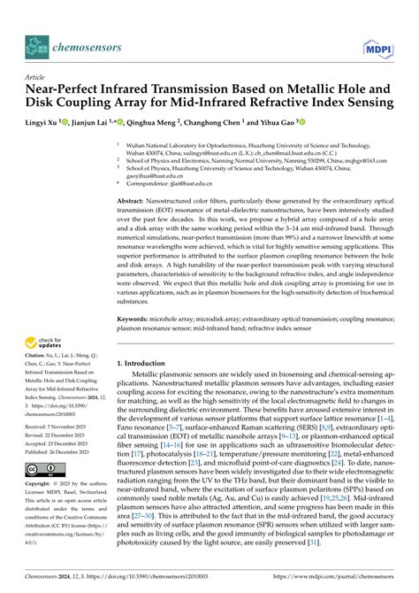 Pdf Near Perfect Infrared Transmission Based On Metallic Hole And