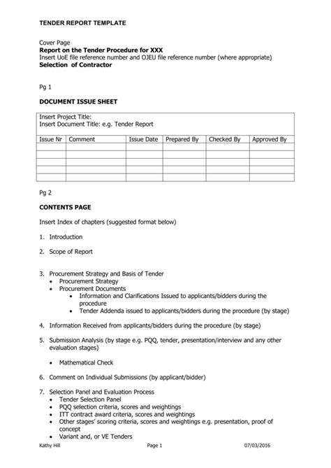 Contract Tender Template