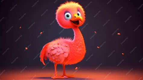 Flamingo Super Fofo Renderizado No Estilo De Desenho Animado Pixar