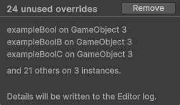 Unity Manual Unused Overrides