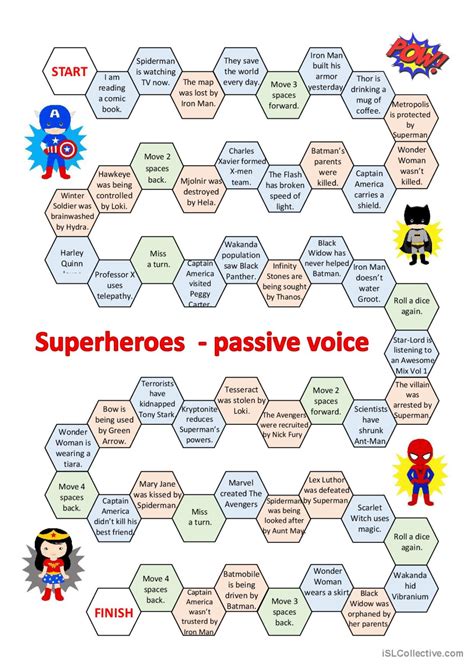 Superheroes Passive Voice Game Gen English Esl Worksheets Pdf And Doc