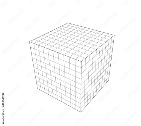 Perspective Cube Grid 3d Illustration Isolated On White Background Stock 일러스트레이션 Adobe Stock