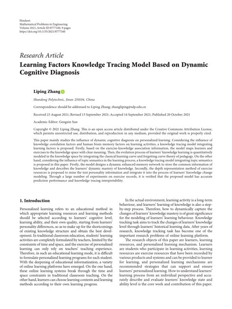 Pdf Learning Factors Knowledge Tracing Model Based On Dynamic Cognitive Diagnosis